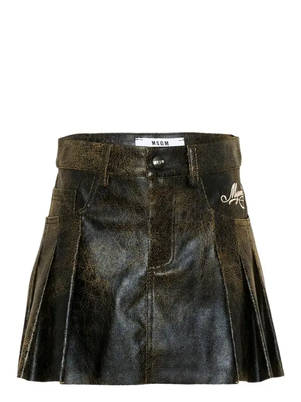 MSGM Belted Pleated Skirt - Black