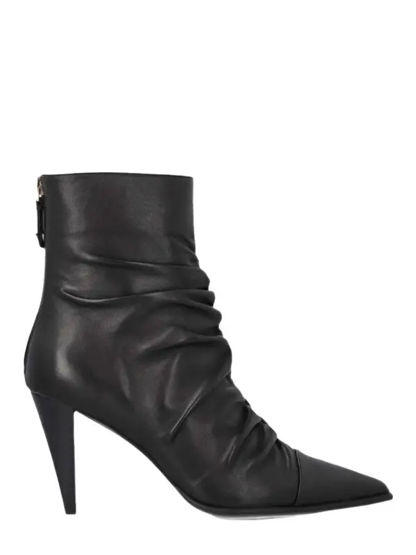 Pinko Ruched Pointed-toe Heeled Ankle Boots - Black