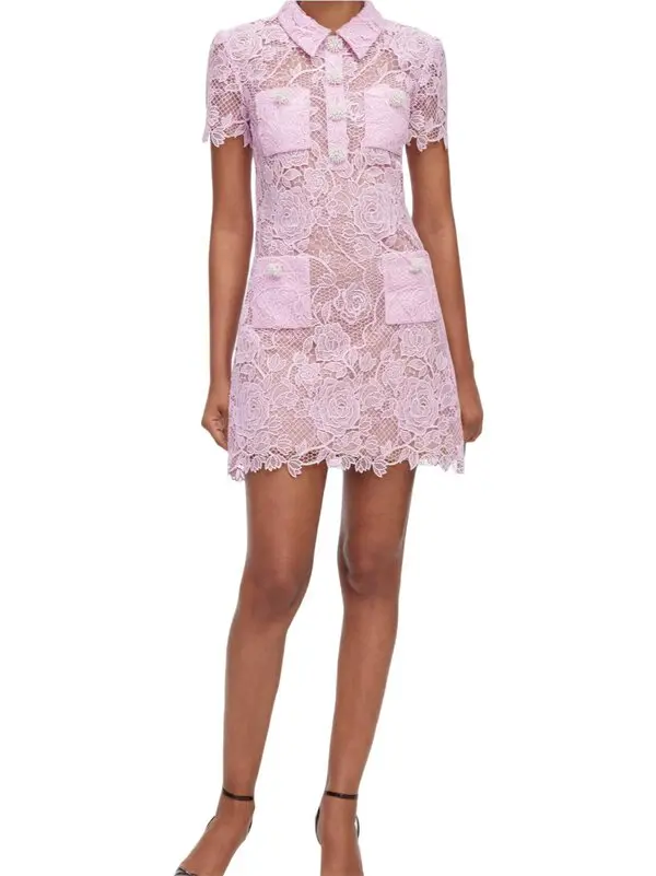 SELF-PORTRAIT Button-front Dress - Pink