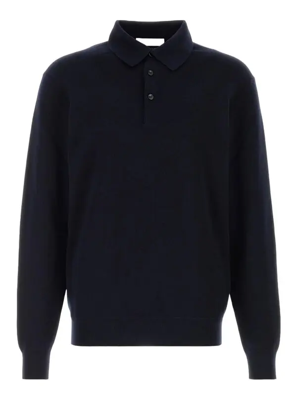 UMIT BENAN Long-sleeve Knitted Polo Shirt - Deep Navy Blue