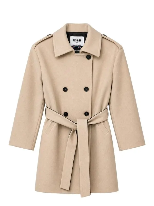 MSGM Double-breasted Coat - Nude