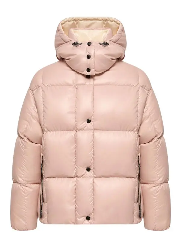 Moncler High Neck Down Jacket With Long Sleeves And Hidden Closures - Pink