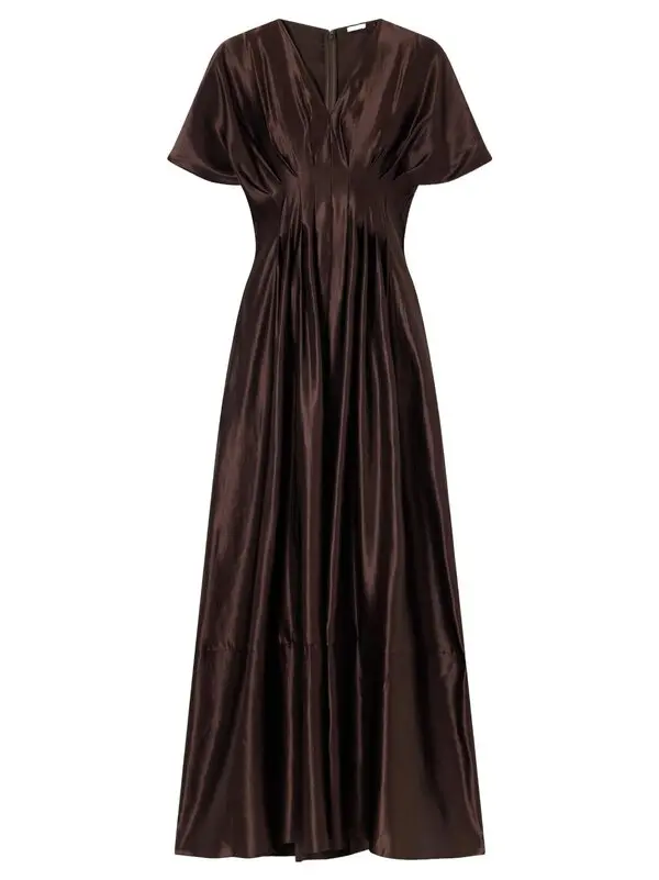 JOSEPH Va Gathered Linen And Silk-blend Maxi Dress - No