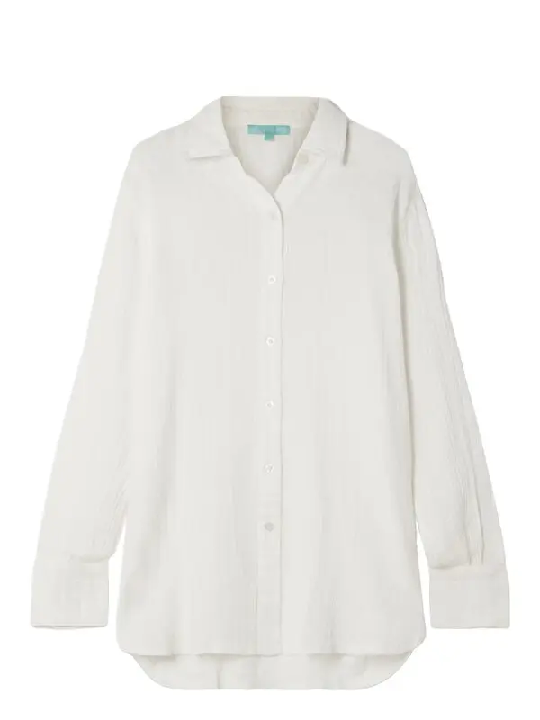 Melissa Odabash Leona Crinkled Cotton Shirt - No
