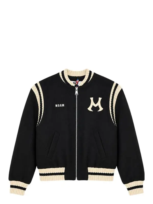 MSGM Logo-detailed Bomber Jacket - Black