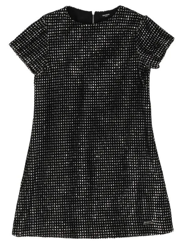 Balmain Sequin-embellished Short-sleeve Dress - Black