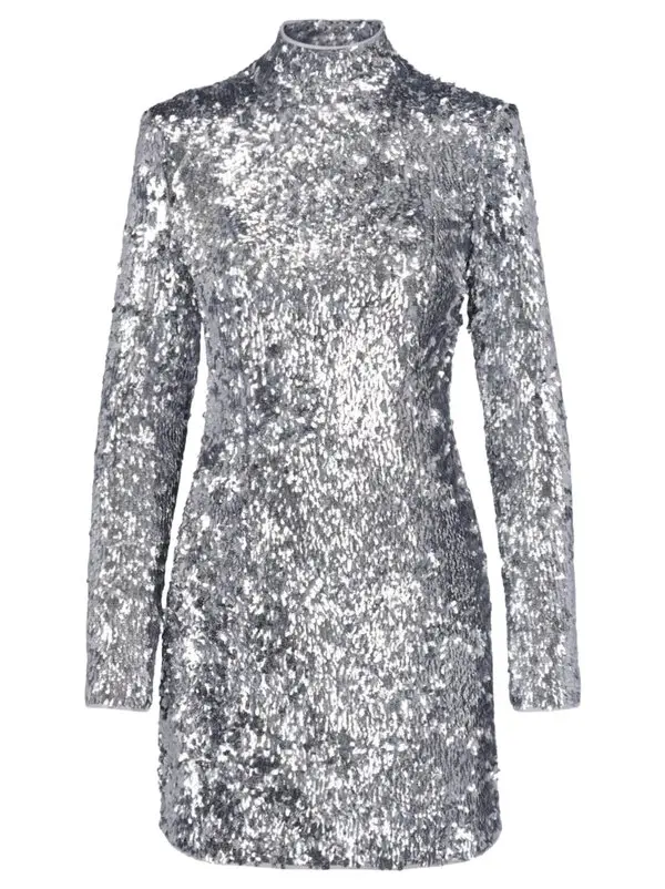 Balmain Sequin High Neck Mini Dress - Gray