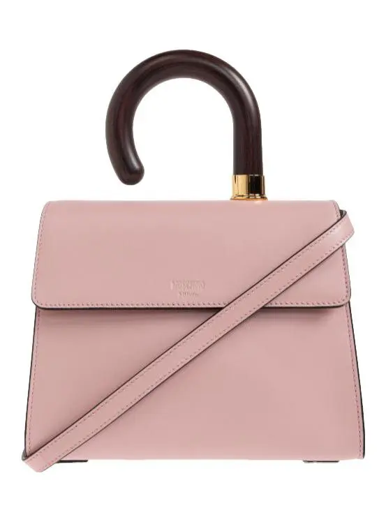 Moschino Curved-handle Leather Tote Bag - Pink