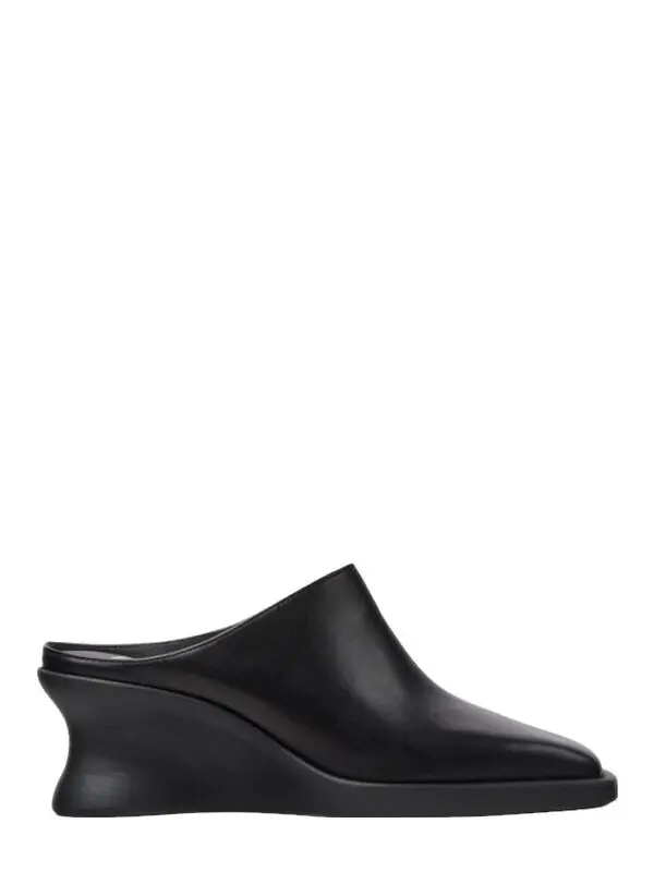 Camper Semi-enclosed Wedge With Square Toe - Black