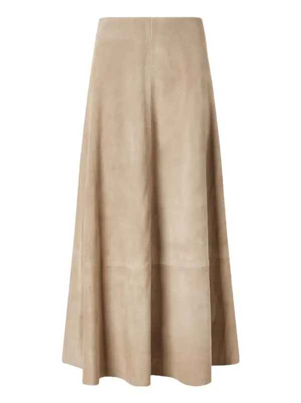 ST. AGNI Suede A-line Midi Skirt - Nude