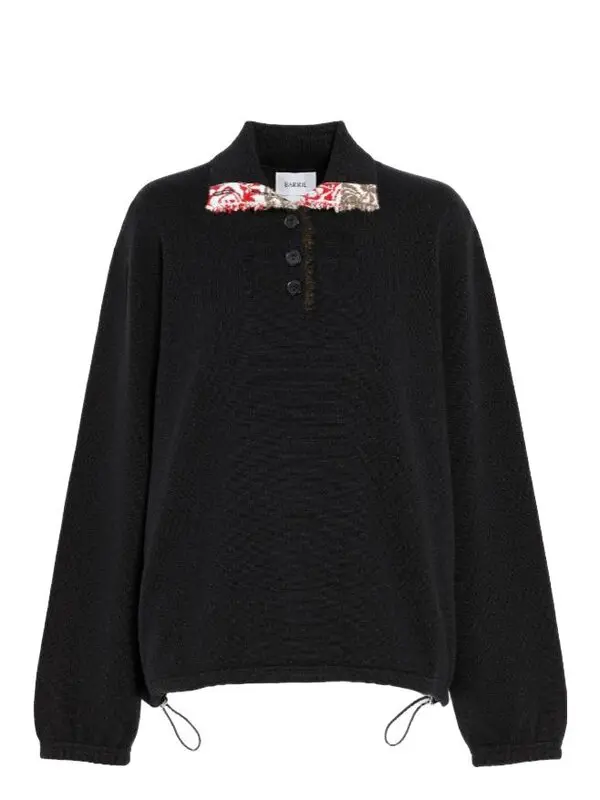 BARRIE Contrast-collar Cashmere Sweater - Black