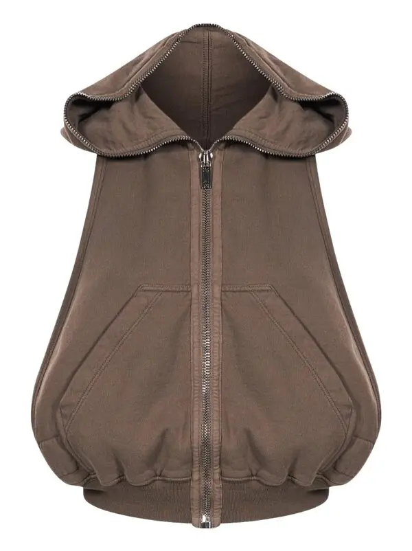 Rick Owens Sleeveless Zip-up Hooded Gilet - Brown