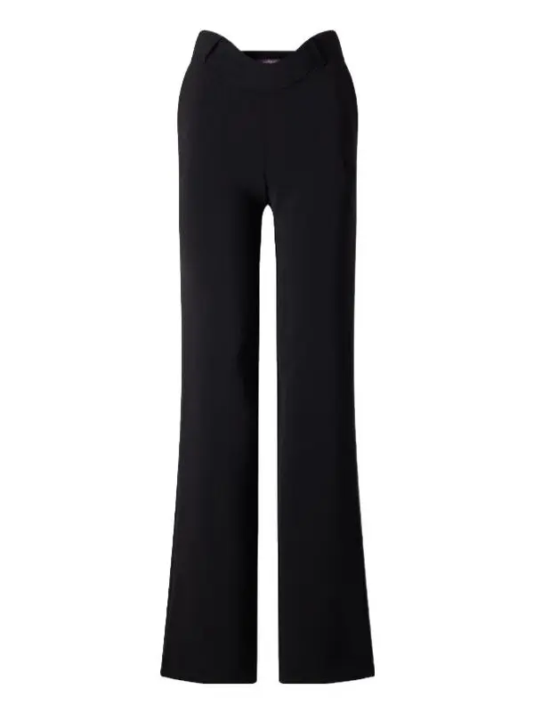JEAN PAUL GAULTIER Wavy Crepe Mid-rise Wide-leg Pants - Black