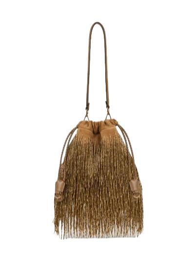 Etro Small Suede Kalispera Bag With Bead Fringes - Gold