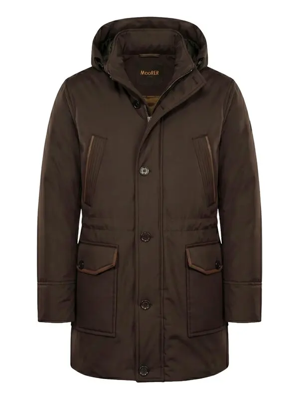 MOORER Baldok Hooded Padded Coat - Brown