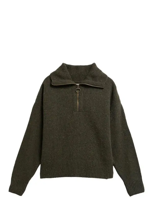Barbour Lavensdale Quarter-zip Jumper - Olive Green