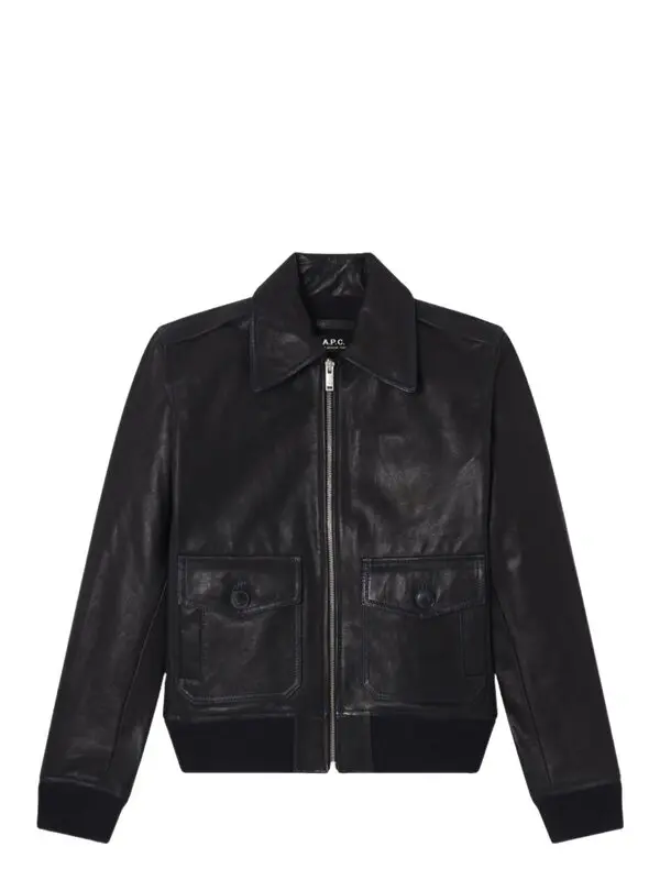 A.p.c. Short Leather Jacket - Black