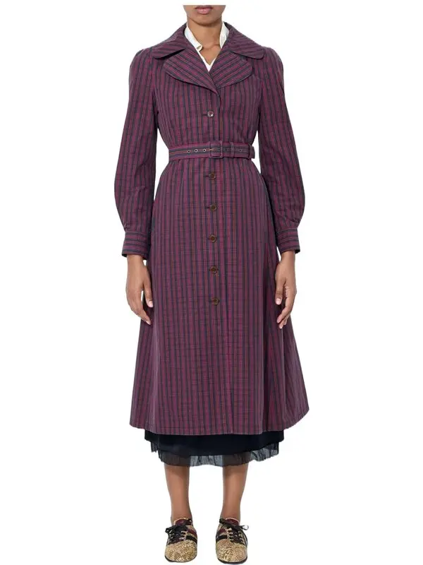 VIVIENNE WESTWOOD Belted Button-down Trench Coat - Wine Red