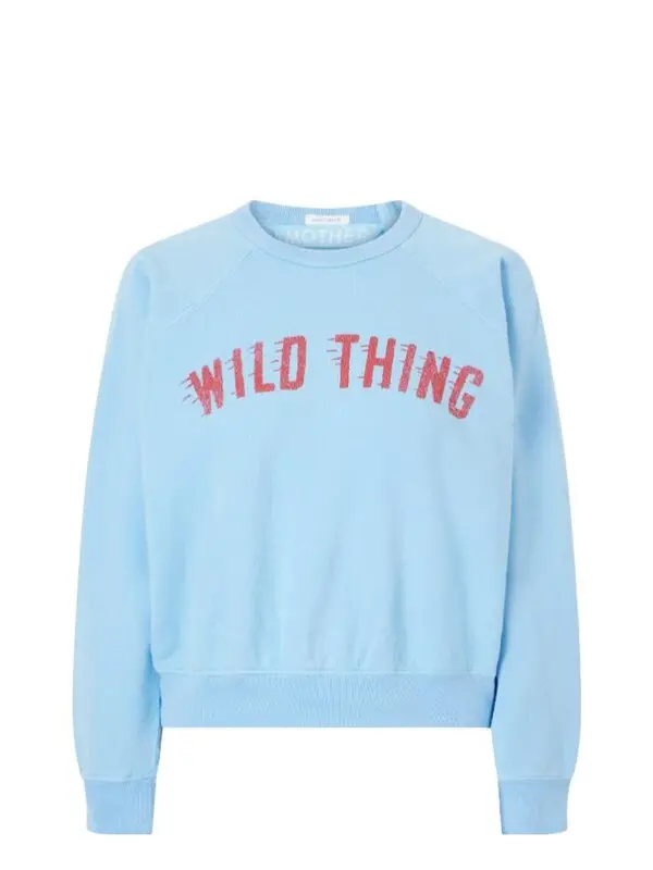 MOTHER Printed Cotton-jersey Sweatshirt - Blue