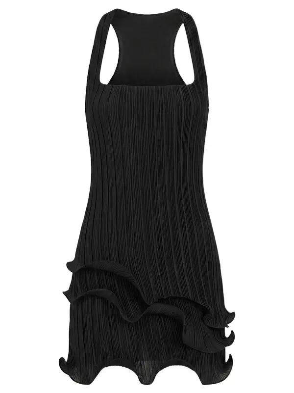 Cult Gaia Marsa Plissé-effect Ruffled Mini Dress - Black