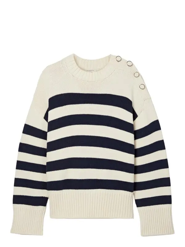 Lafayette 148 New York Striped Wool And Cotton-blend Sweater - No