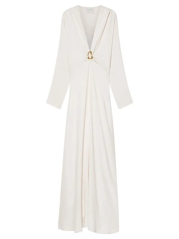 FORTE_FORTE Silkblend Marocaine Longsleeved Maxi Dress - Ivory