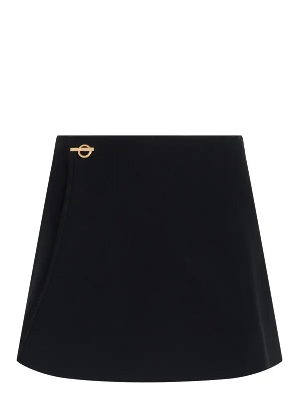 Cult Gaia Wrap Mini Skirt With Logo Hardware - Black