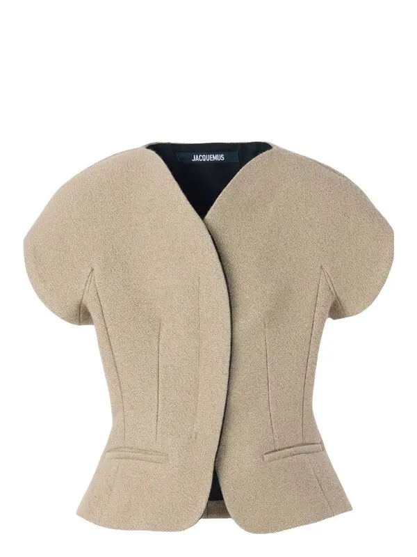 Jacquemus The Ovalo Short-sleeve Jacket - Light Brown
