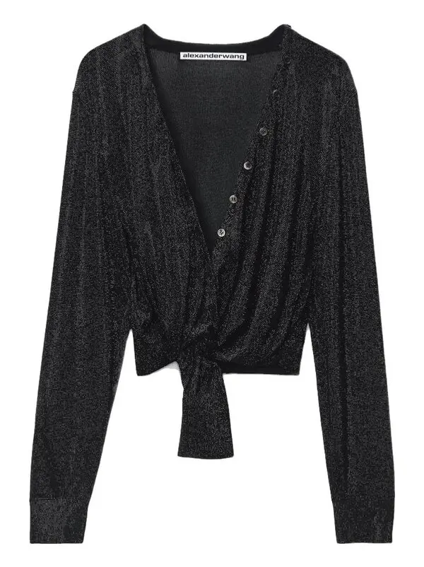Alexander Wang Knotted Deep V-neck Cardigan - Black
