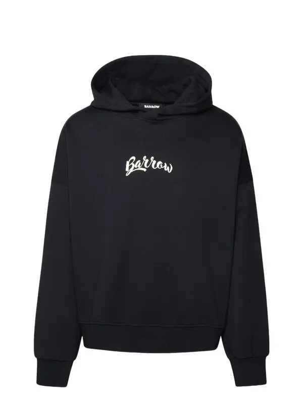 BARROW Logo-print Drop Shoulder Hoodie - Black