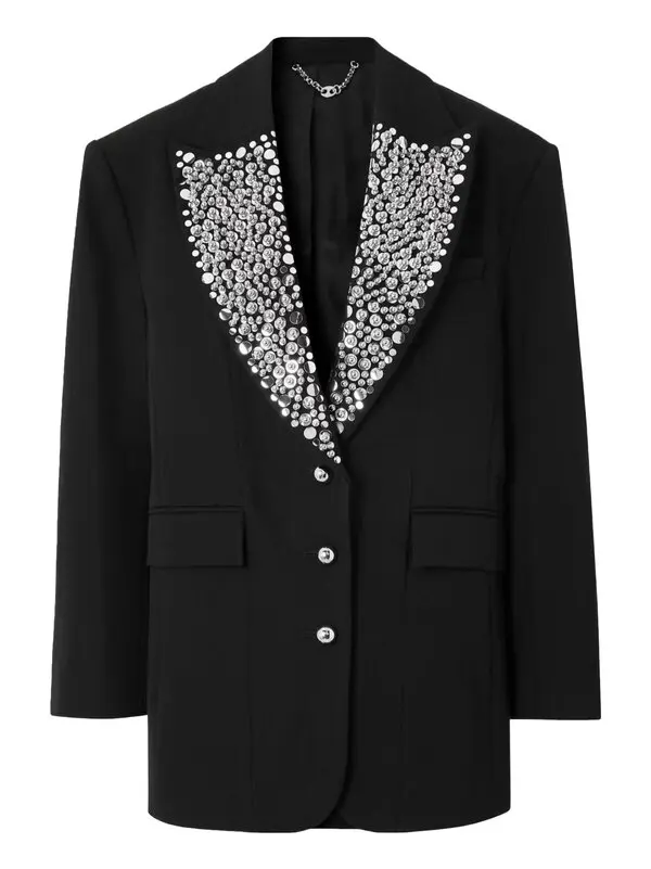 Rabanne Single Breasted Embroidered Embellished Blazer - Black