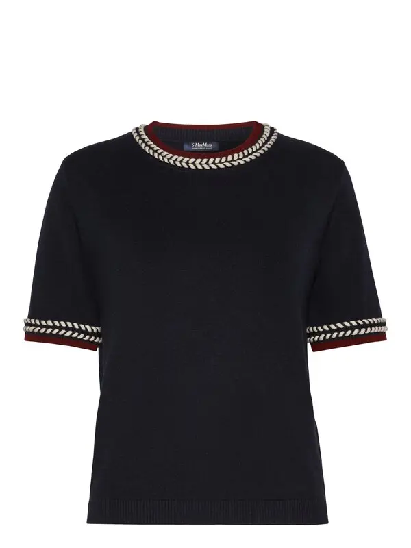 Max Mara Cotton Braid-detail Sweater - Navy