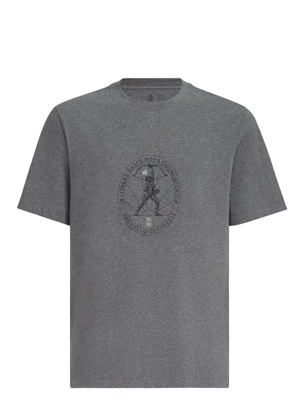 Brunello Cucinelli Cotton Graphic Print T-shirt - Grey