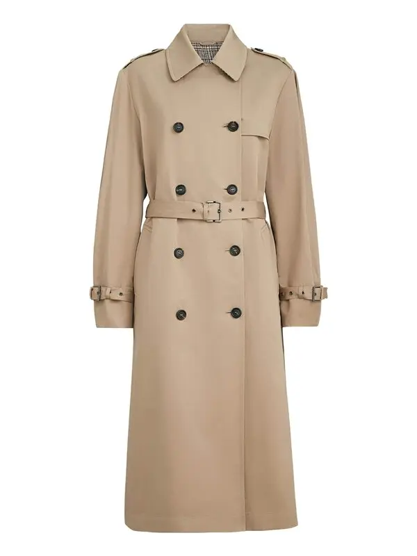 Brunello Cucinelli Cotton-linen Monili Detail Trench Coat - Brown
