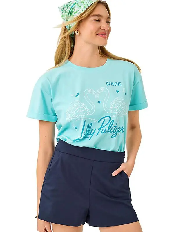 Lilly Pulitzer® Stella Cancer Zodiac Embroidered T-shirt - Multi Gemini Graphic