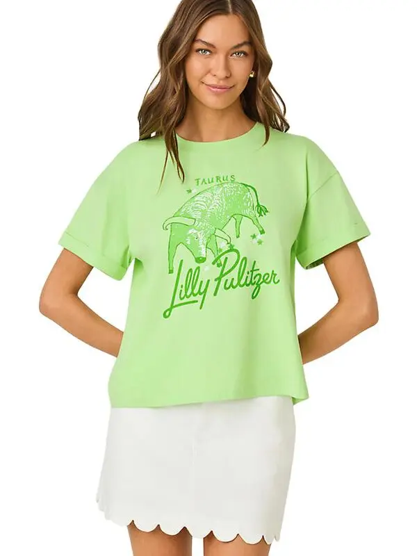 Lilly Pulitzer® Stella Cancer Zodiac Embroidered T-shirt - Multi Taurus Graphic