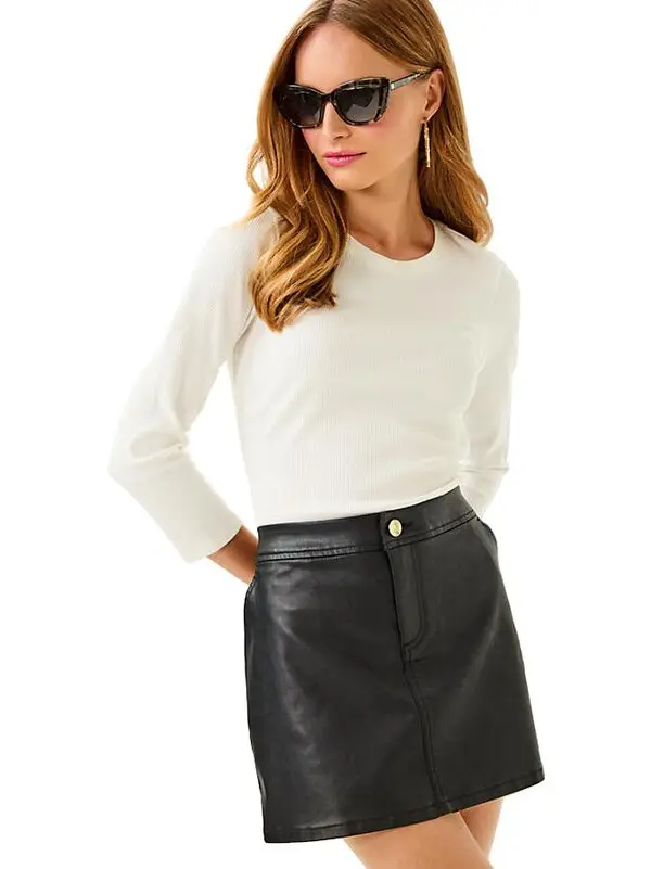 Lilly Pulitzer® Colette Stretch Coated Skirt - Noir