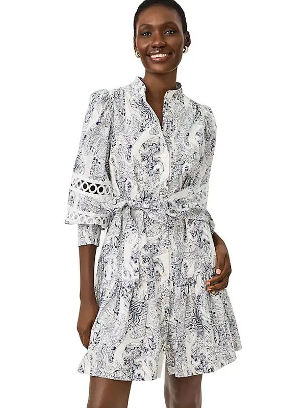 Lilly Pulitzer® Drena Shirtdress With Lace Trim And Ruffled Hem - Coconut