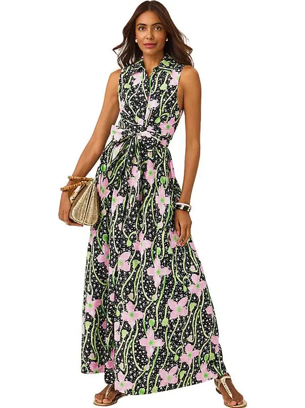 Lilly Pulitzer® Marria Stretch Maxi Shirtdress - Onyx