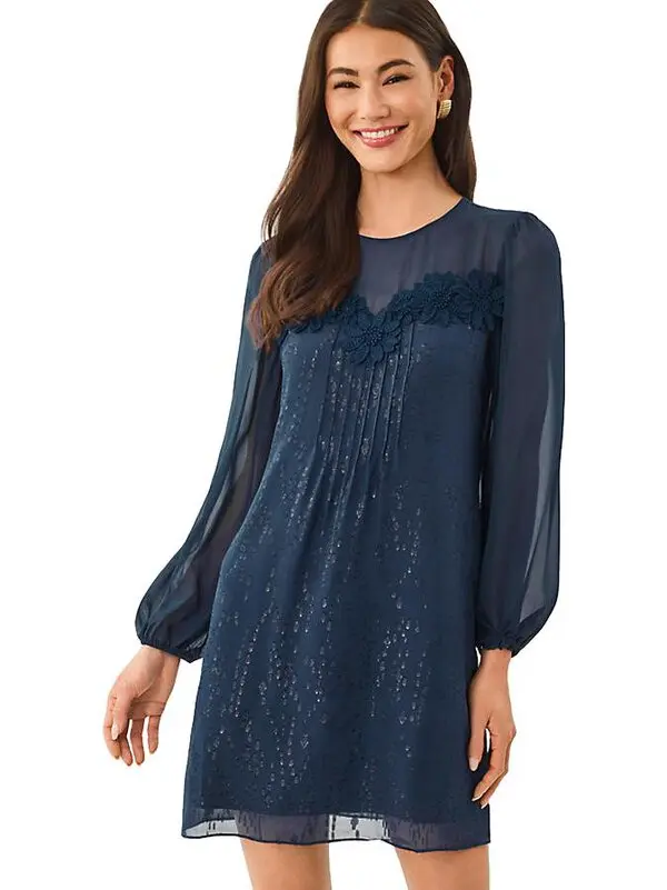 Lilly Pulitzer® Gail Silk Dress - Low Tide Navy Fish Clip Chiffon