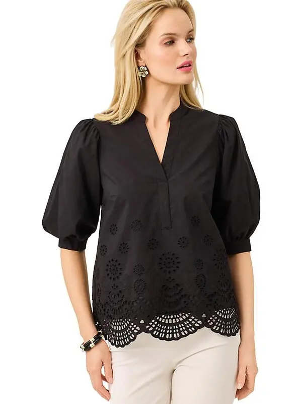 Lilly Pulitzer® Mialeigh Puff Sleeve Blouse - Noir