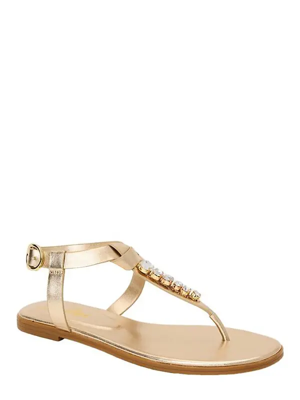 Lilly Pulitzer® Kroix Embellished Leather Sandals - Gold