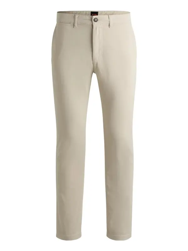 Hugo Boss Logo Plaque Straight-leg Trousers - Light Beige