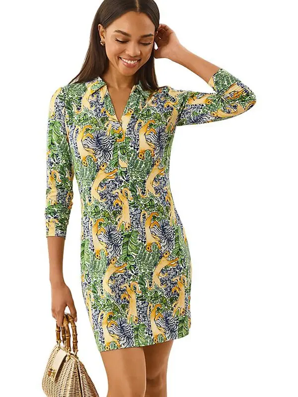 Lilly Pulitzer® Upf 50+ Ollie Dress, Straight Fit, Long Sleeves, Popover - Multicolor