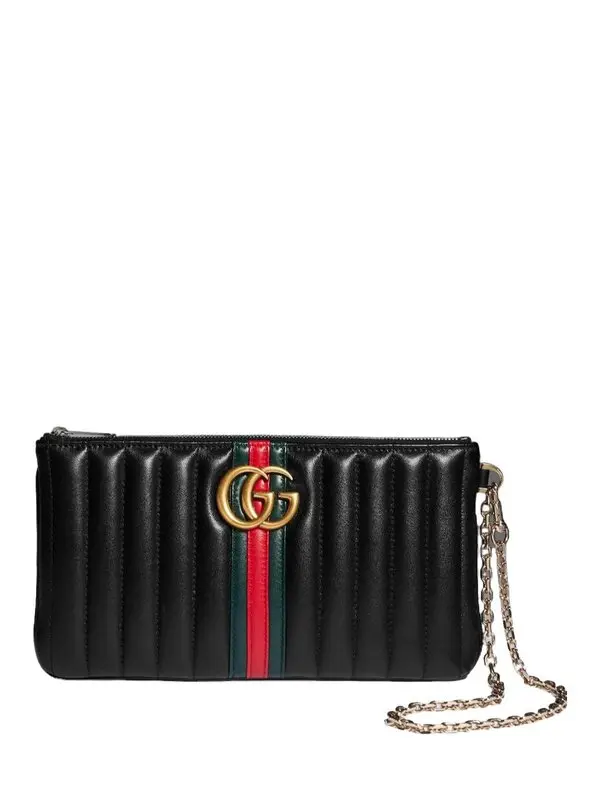 Gucci Gg Marmont Pouch With Strap - Black