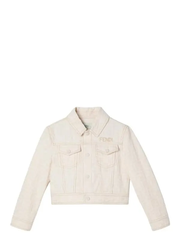 Fendi Ff Logo-jacquard Denim Jacket - White