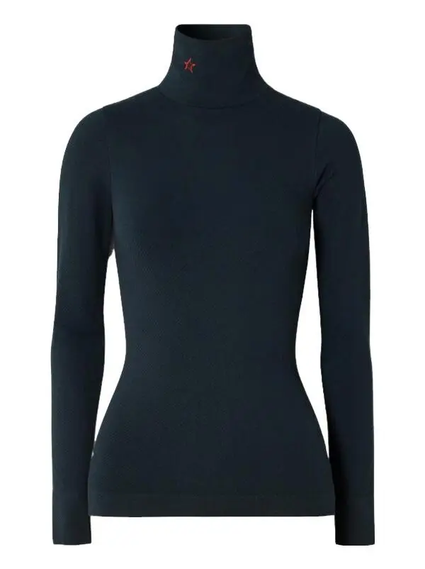 Perfect Moment Ribbed Modal Blend Turtleneck Thermal Top - Black
