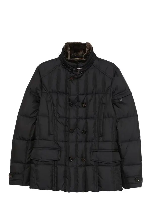 MOORER Down Jacket With Shearling Collar - Black