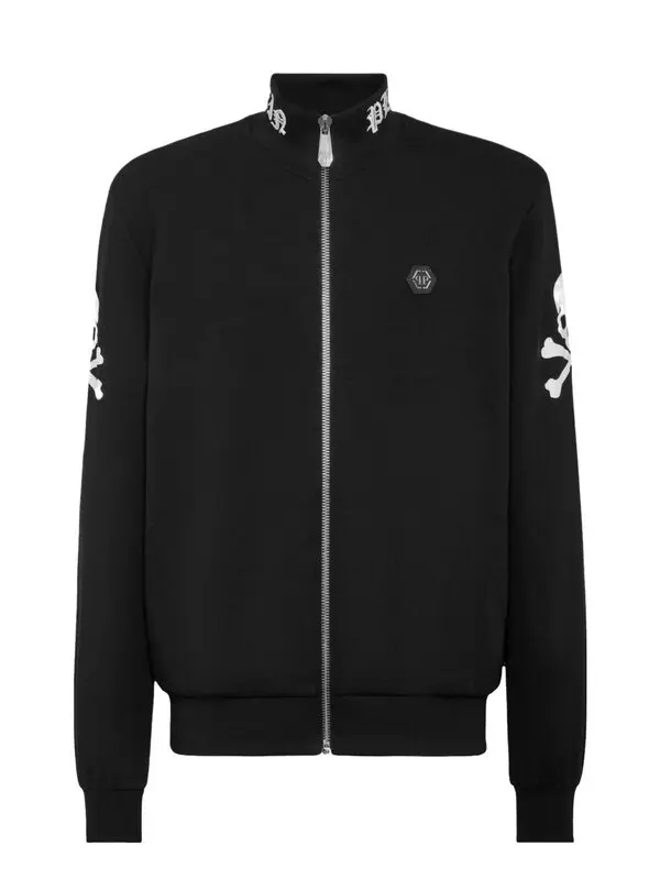 Philipp Plein Embroidered Zip-up Hoodie - Black