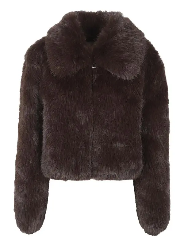 THE FRANKIE SHOP Faux Fur Zip-up Jacket - Black